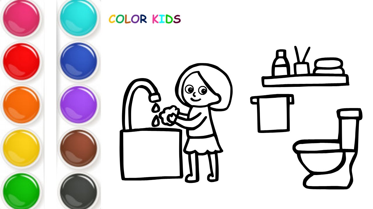 COMO DIBUJAR PINTAR Y COLOREAR IMAGEN DE LAVADO DE MANOS | DIBUJOS PARA ...