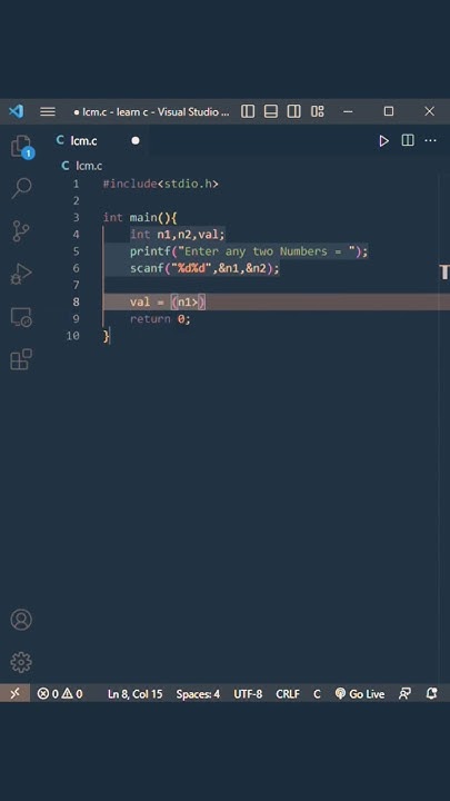 26 Lcm Of Two Numbers In Cprogramming Coding Codewithharry Code Shorts Apnacollge Youtube
