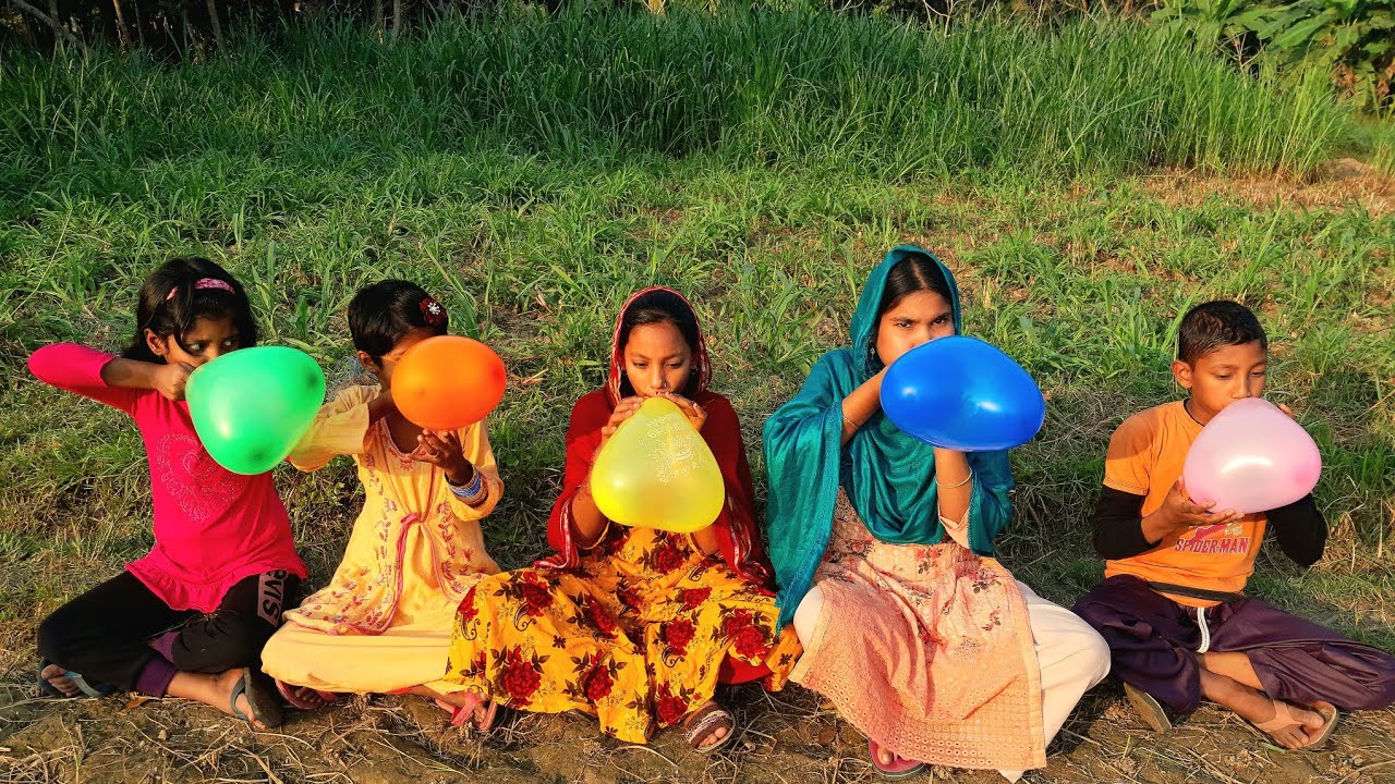 Outdoor fun with birthday balloon and colors for kids by kids Episode ...