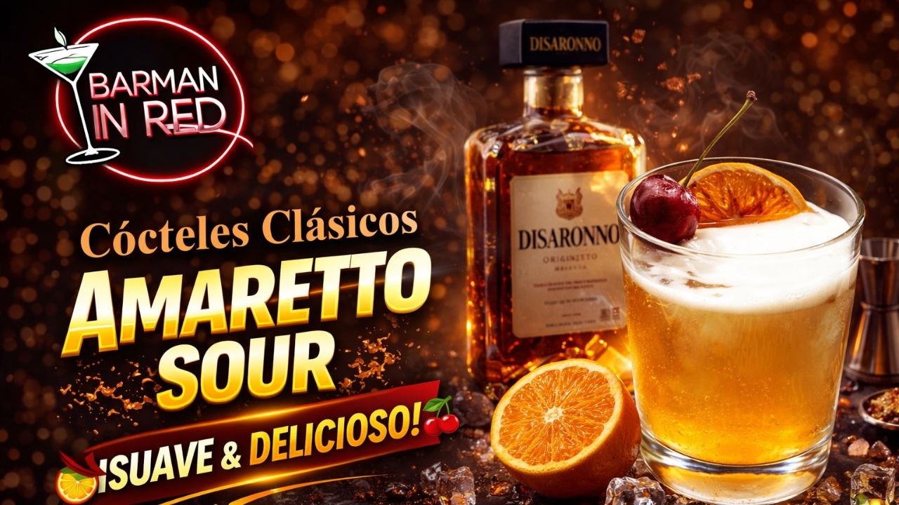 como hacer el cóctel clásico AMARETTO SOUR ⚫ - YouTube