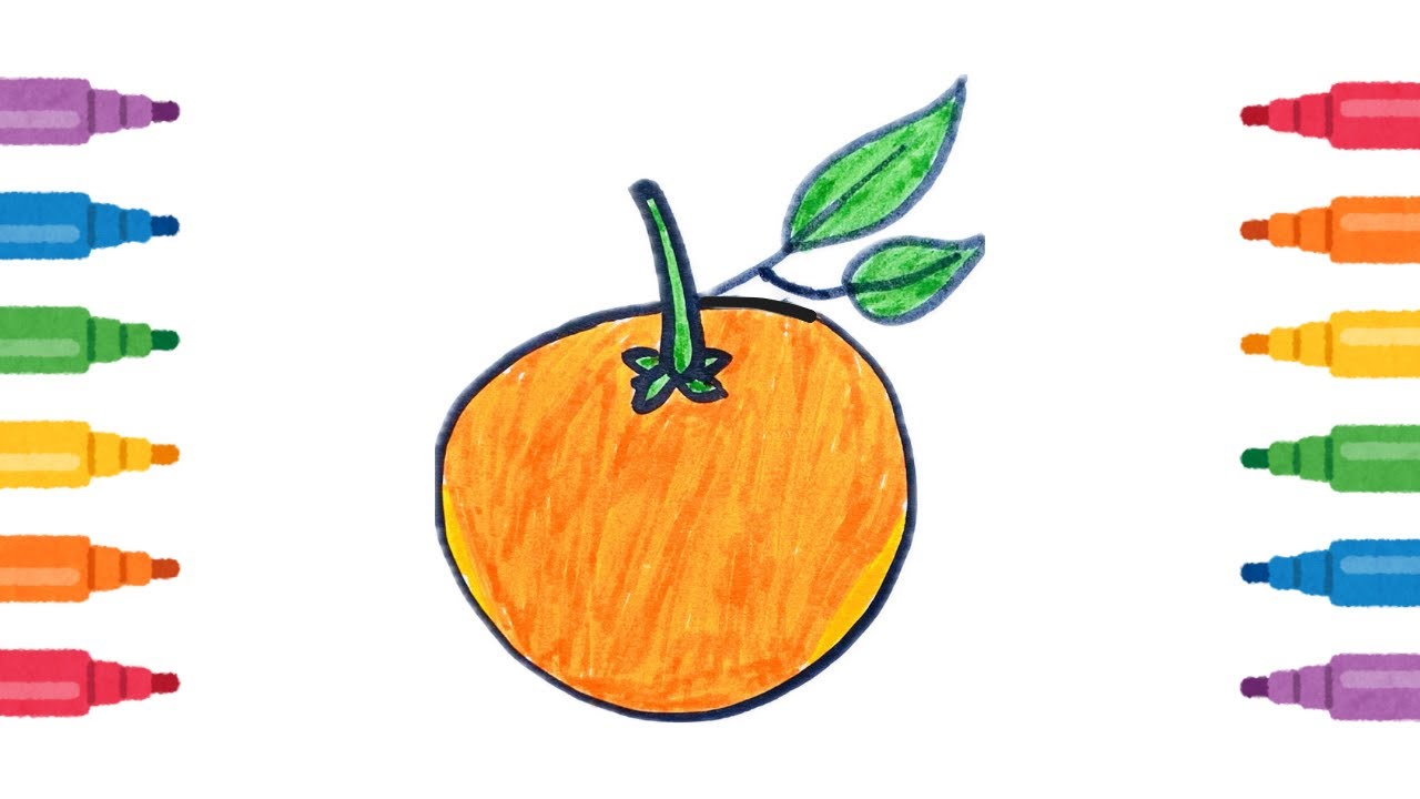 How to draw a Mandarin orange // with colouring - YouTube