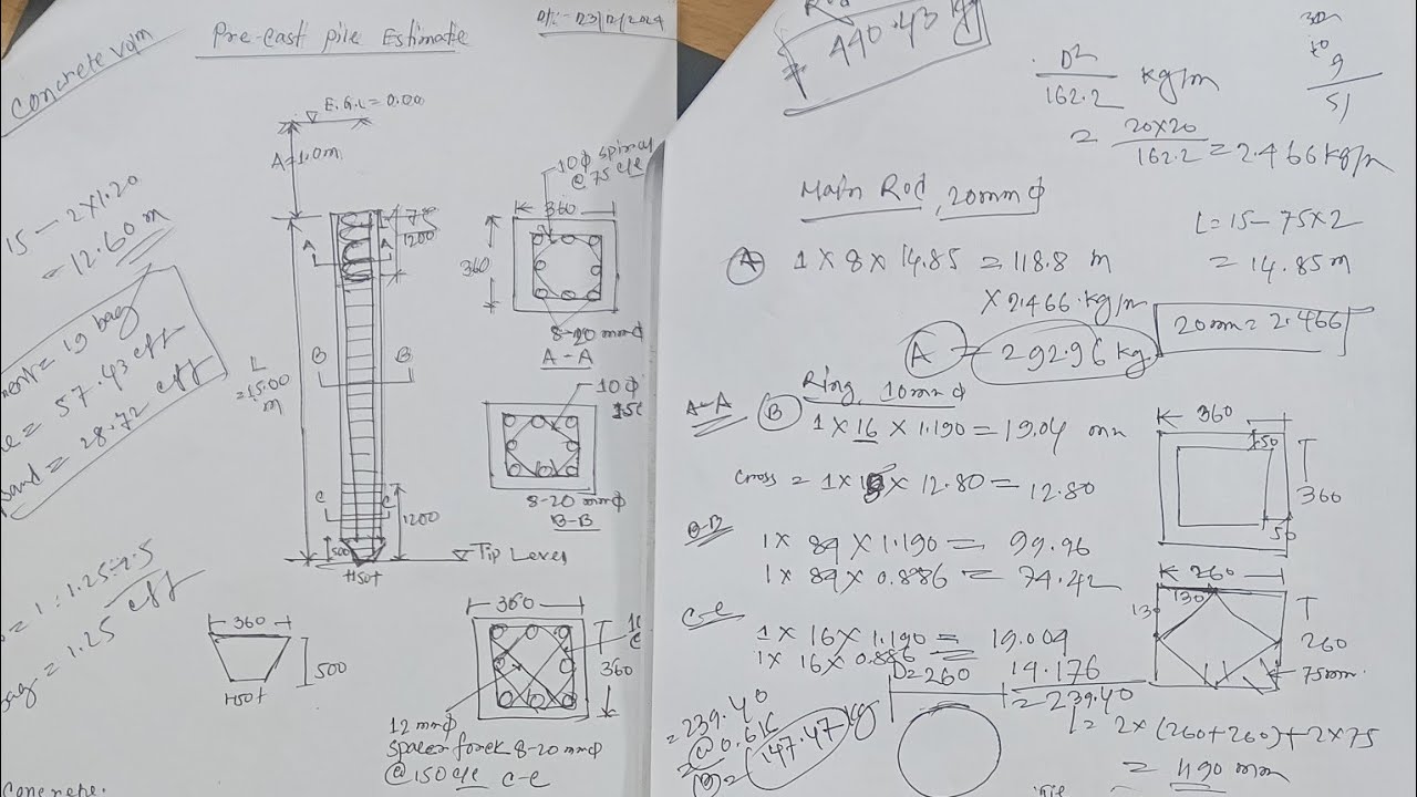 Precast pile Concrete volume : - YouTube
