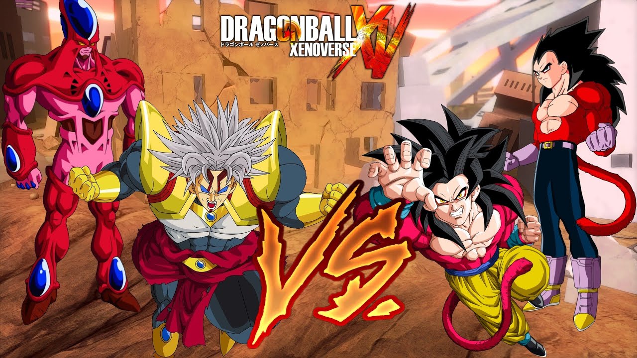 Dragon Ball Xenoverse:Hatchiyack&Baby Broly VS. SSJ4 Goku&Vegeta - YouTube