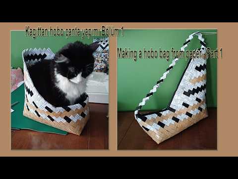 Kagıttan hobo çanta yapımı Bölüm 1  /  Making a hobo bag from paper - Part 1/Recycle/DIY/Geridönüşüm