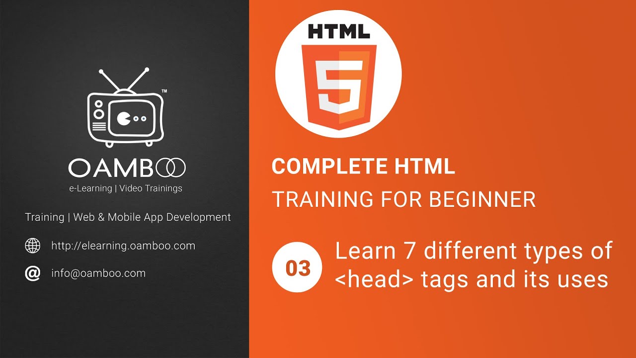 HTML Training in English - #03 7 types of head tag and usages - YouTube