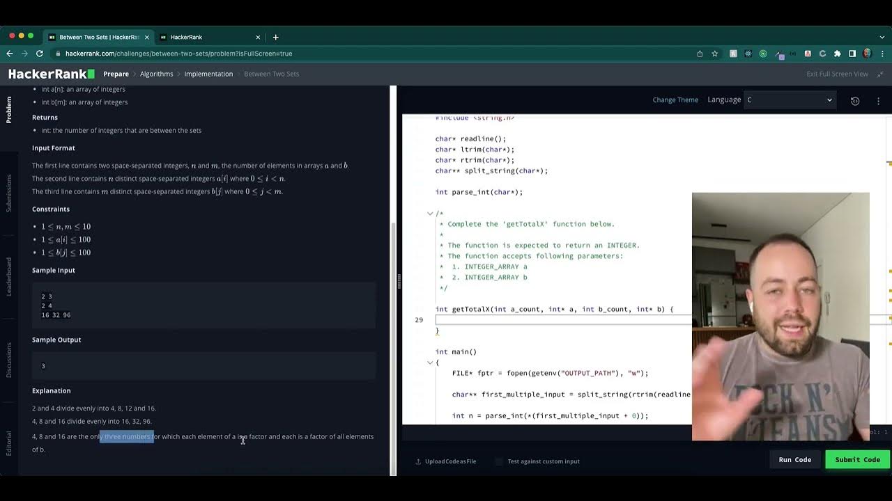 Between Two Sets Algoritmo Explicação E Solução Hackerrank Lucas Duarte Youtube