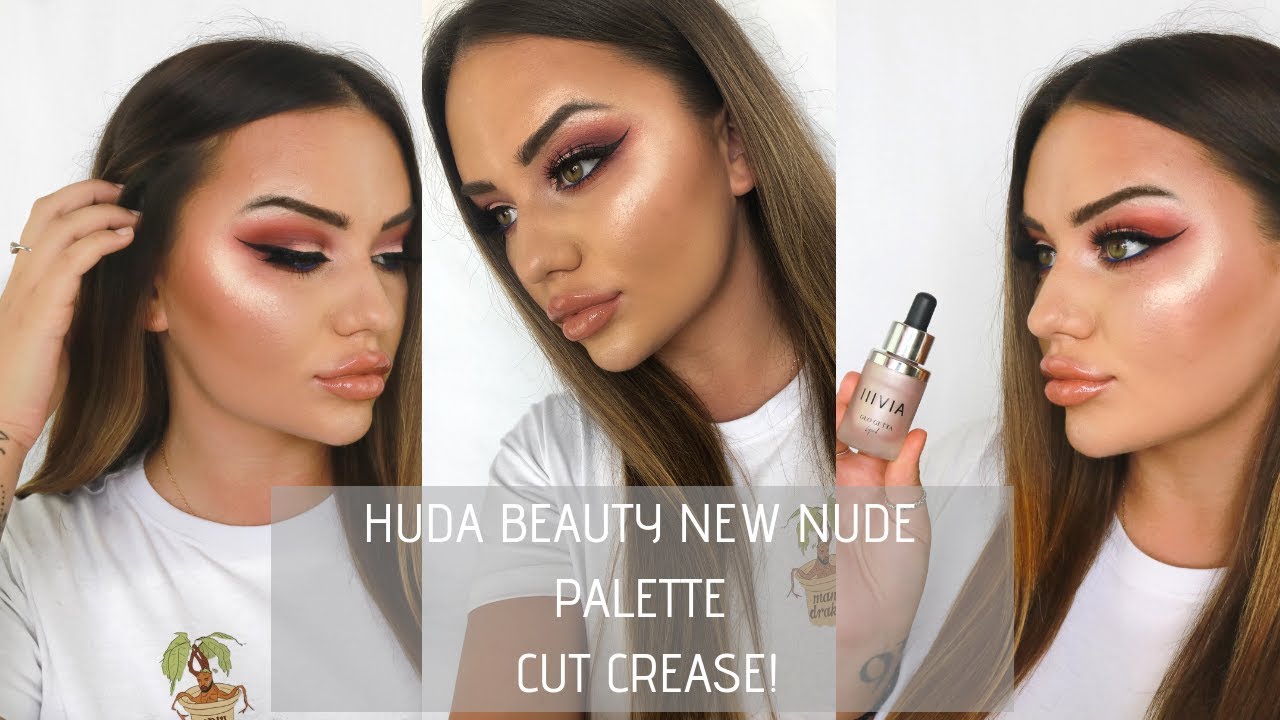 HUDA BEAUTY NEW NUDE PALETTE CUT CREASE FOR HOODED EYES || SMJP MAKEUP ...