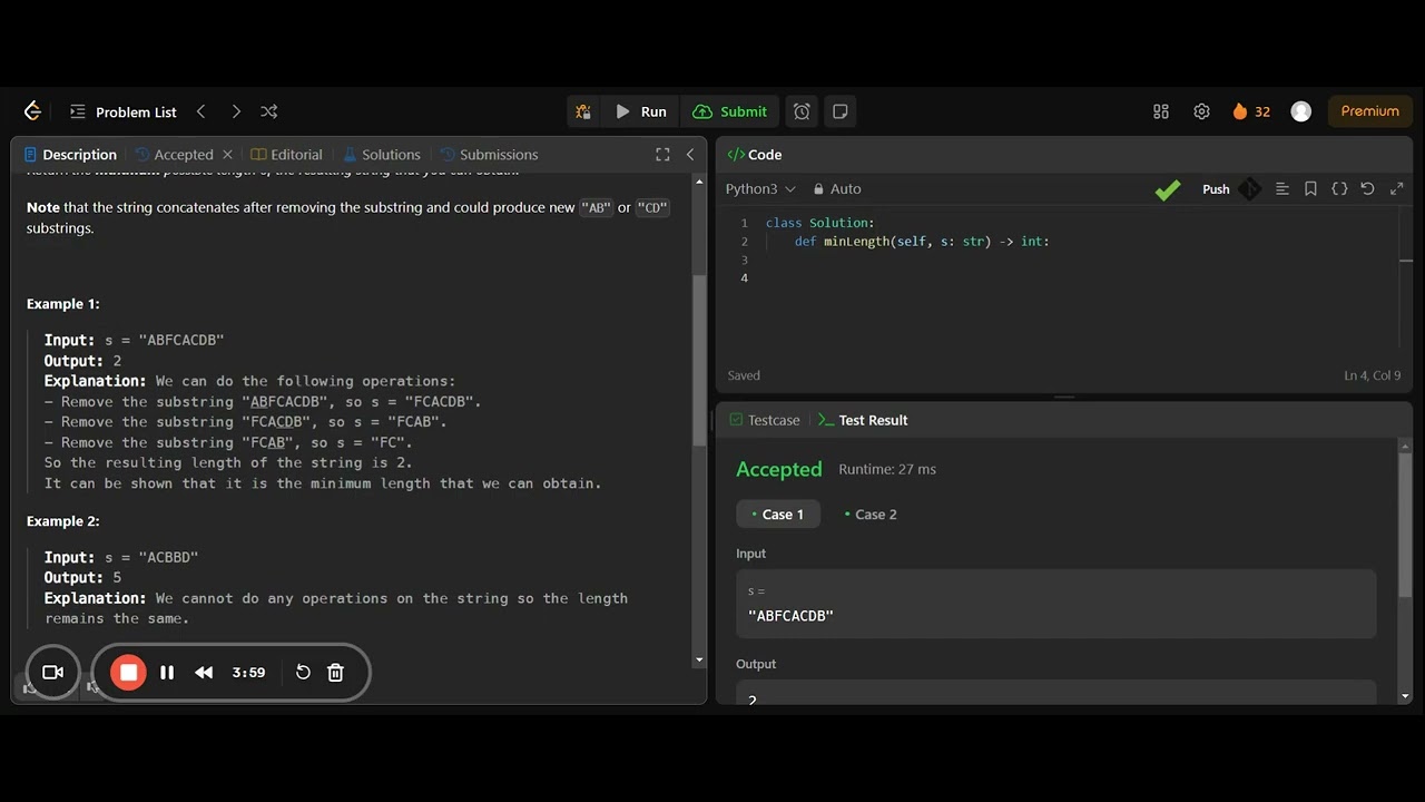 Leetcode 2696 Minimum String Length After Removing Substrings Youtube 6512