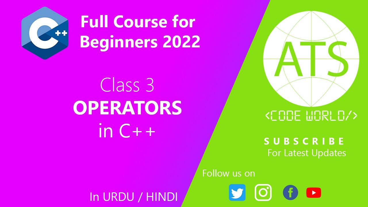 Operators In C++ | C++ Tutorial For Beginners 2022 in Urdu/Hindi | C++ ...