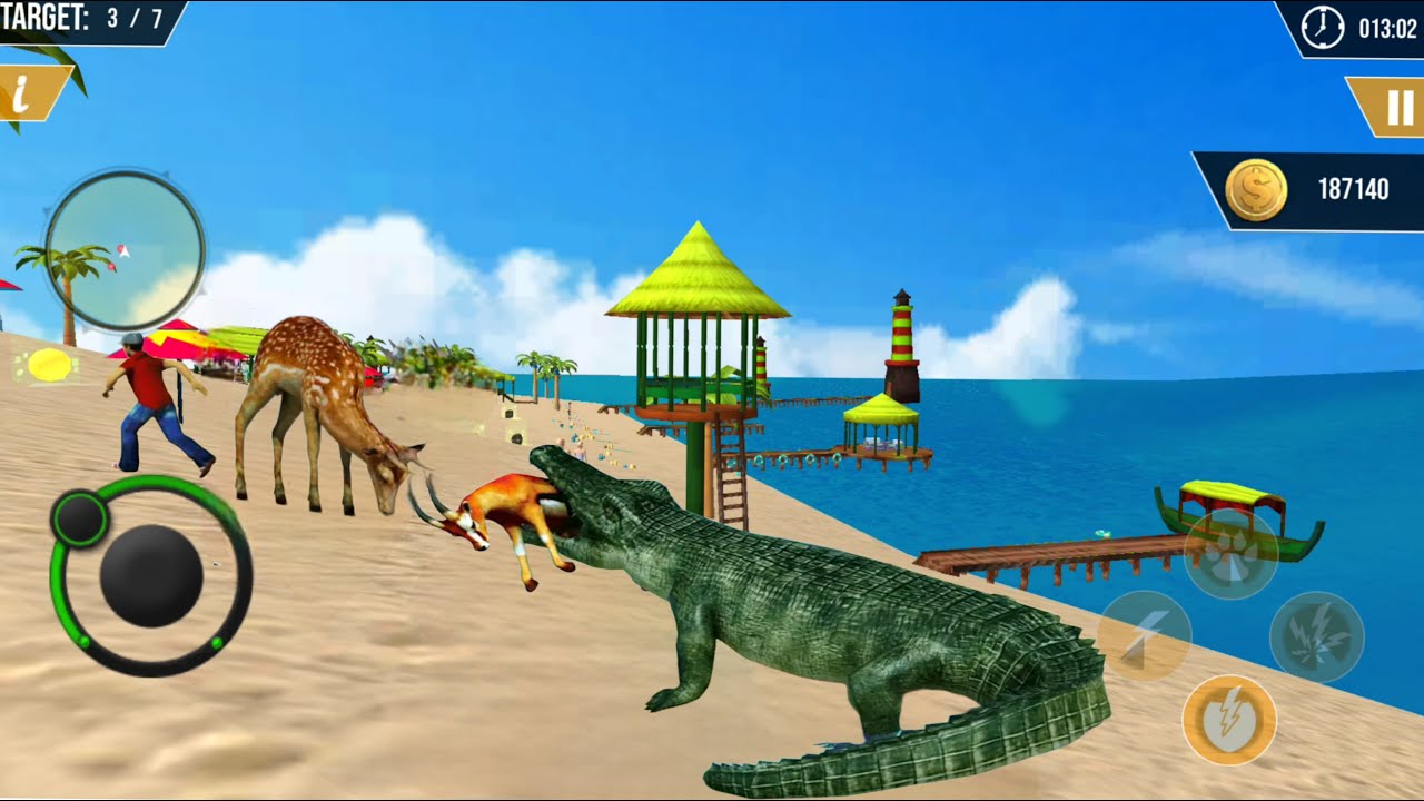 I Play Hunger Crocodile Attack Game - Beach Attack Alligator Simulator ...