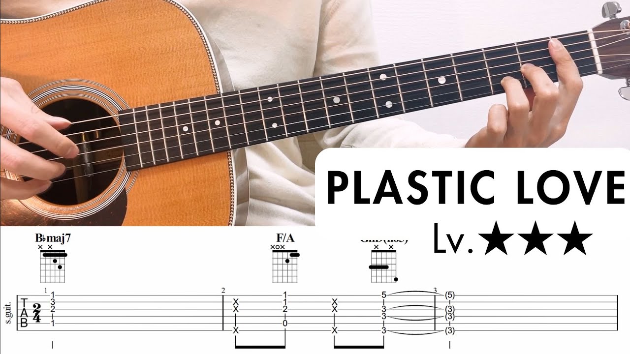 【TAB Tutorial】Plastic Love - Practice your PALM MUTING and STRING HIT ...