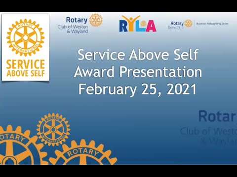 Service Above Self Award - February 25 2021 - YouTube