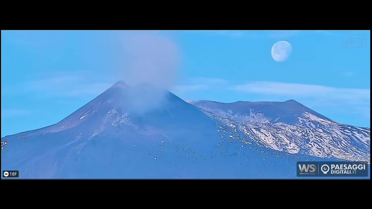 Dec 30 2023: Timelapse - Moon setting slowly over Etna volcano, Italy ...