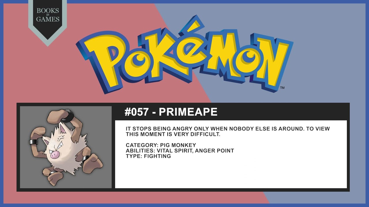 Pokémon 057 - Primeape (Pokédex Narrated) - YouTube