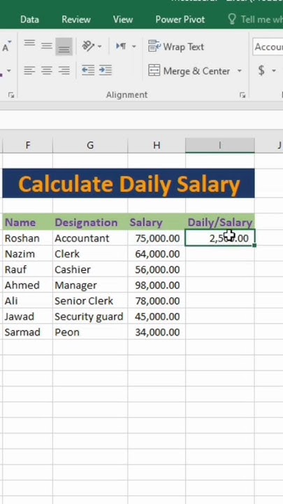 Calculate Daily Salaries in Excel Like a Pro! #shorts #excel #exceltips #exceltricks # ...