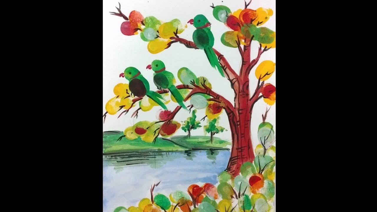 Thumb Impression Painting / Super Fun & Relaxing Painting Technique ...