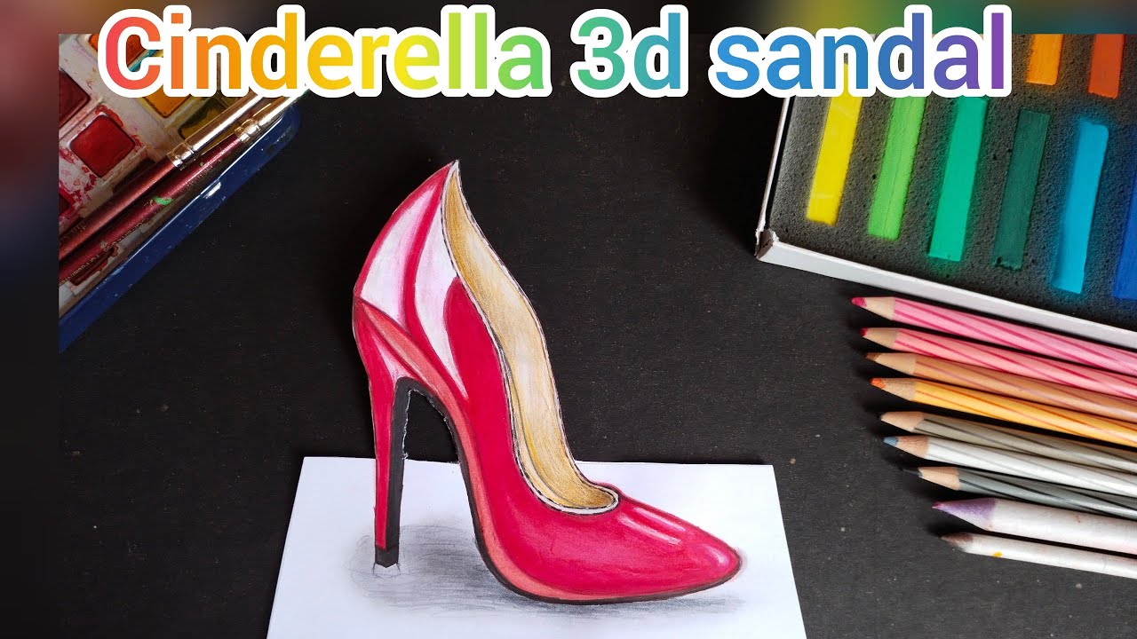 how to draw 3d sandal || 3d stylish sandal || #fashionheels || fashion ...