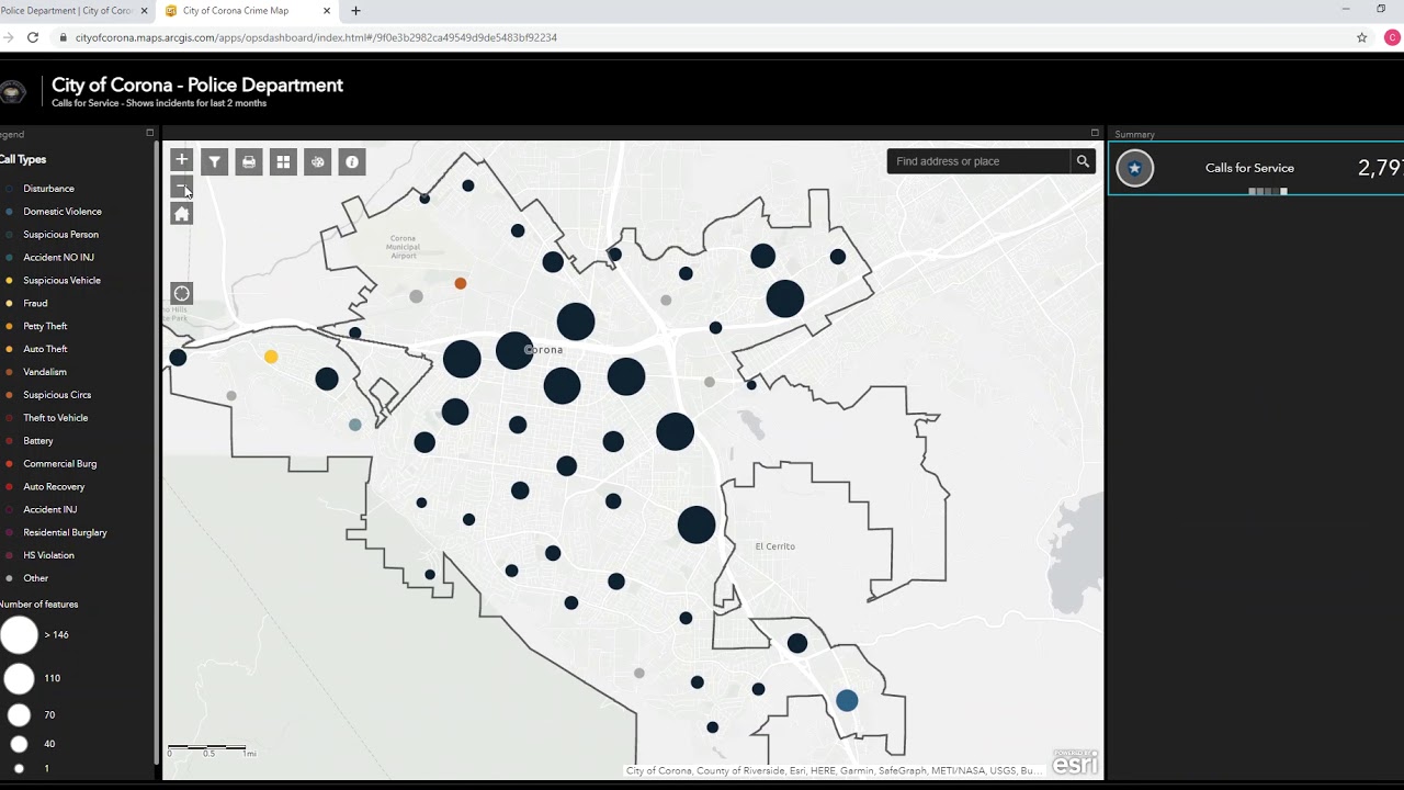 Corona Police Department's Crime Map Application Demo - YouTube