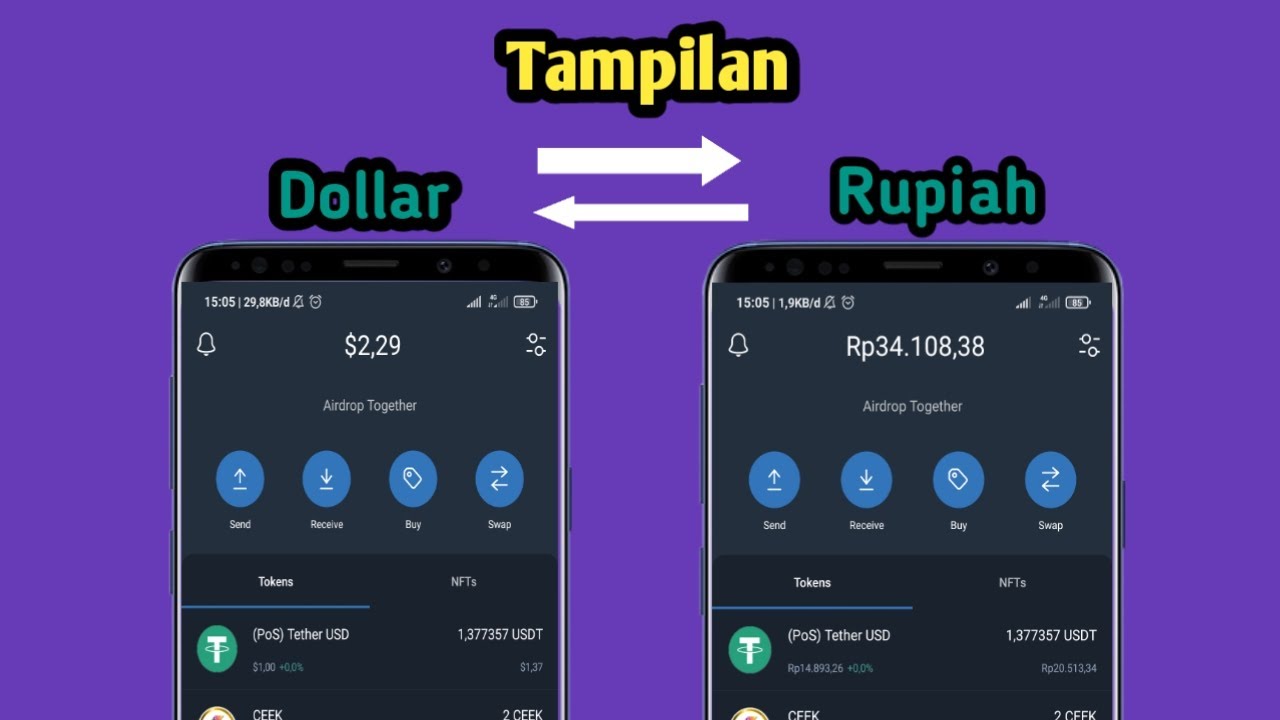 Cara merubah tampilan saldo trust wallet dari dollar ke rupiah - YouTube