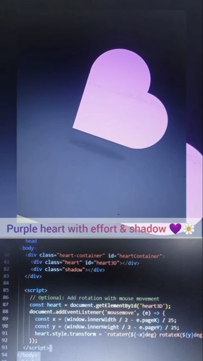 purple heart with effort using html ,css #easycodingtutorial #htmlcssjavascript #love #bts #like ...