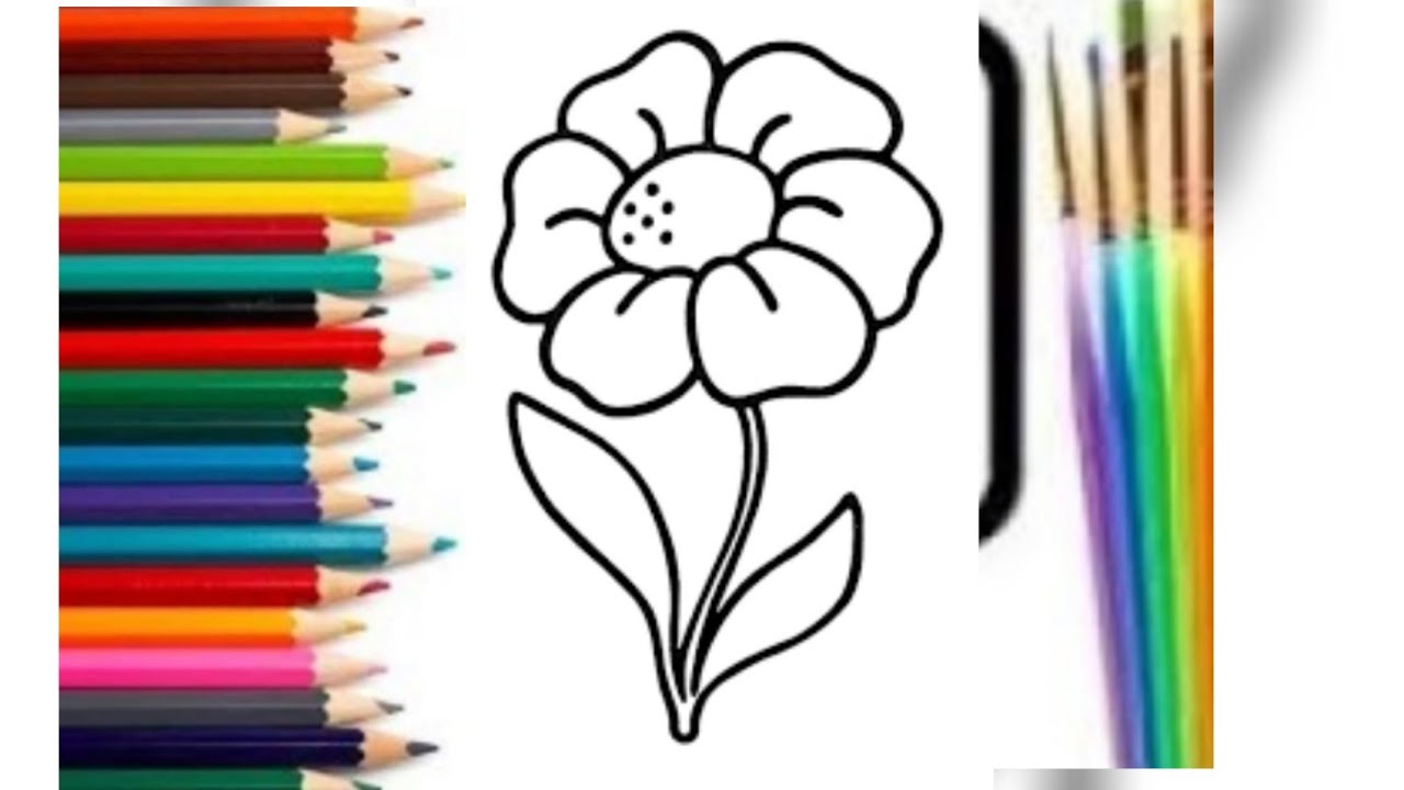 Bolalar uchun gul rasmini chizish Painting a flower for children - YouTube
