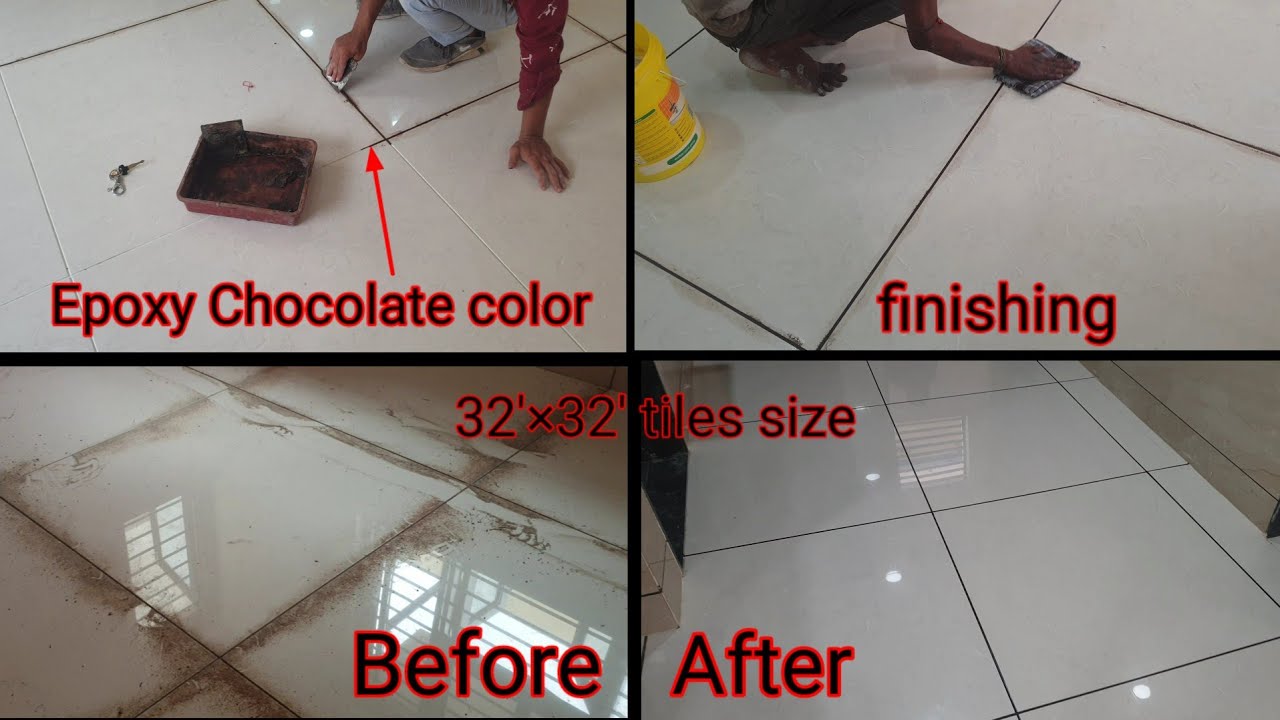 Epoxy grouting for tiles joints #chocolate color #epoxy - YouTube