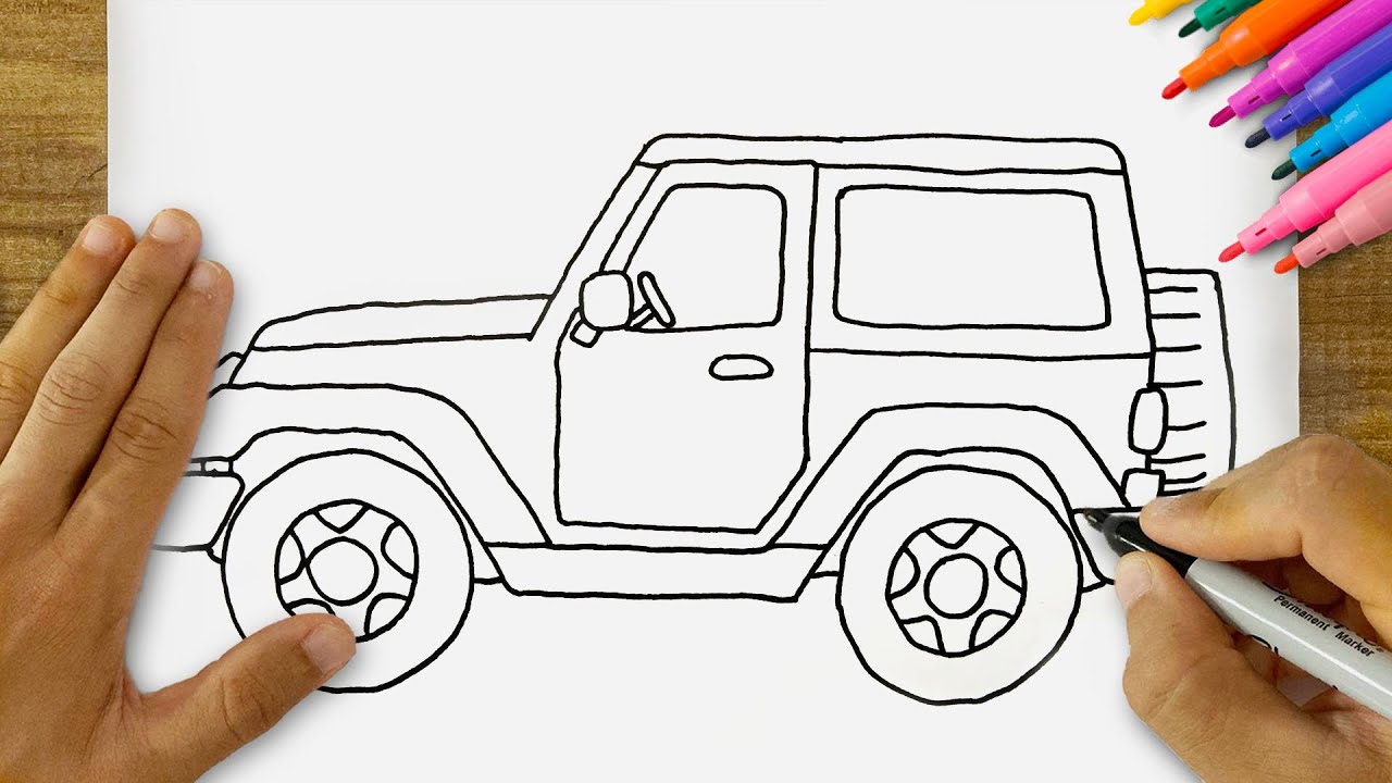 How to Draw a Jeep? Very Easy Step-by-Step Jeep Drawing - YouTube