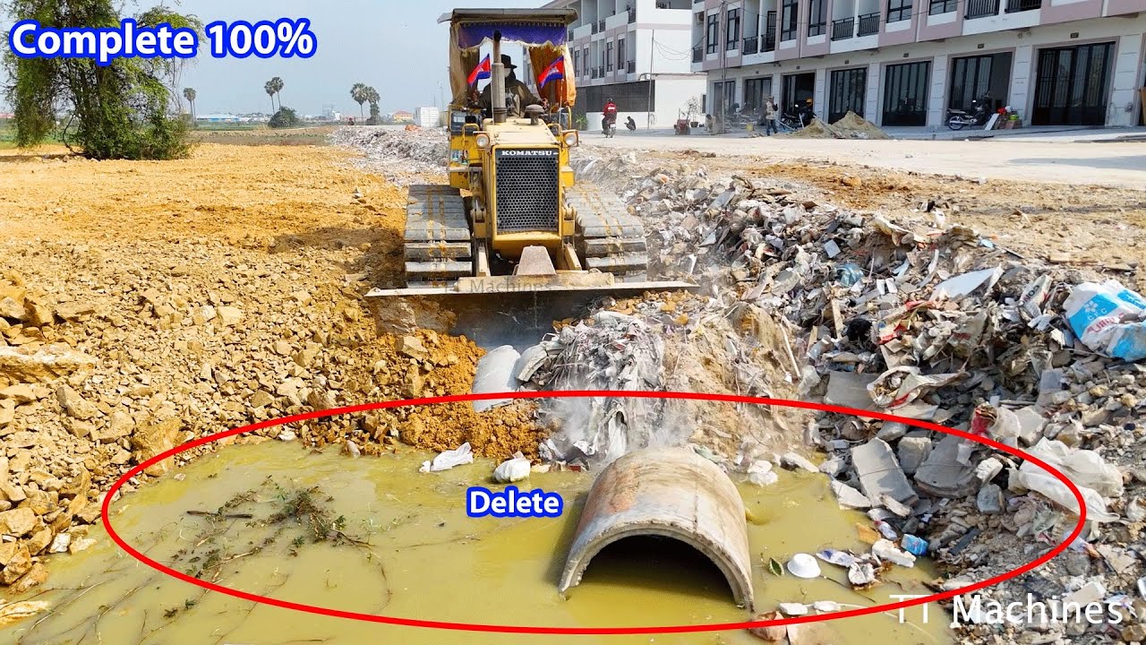 So Nice !! Full Action VDO 2h Just Start & Complete 100% Filling Land Use D31P Dozer & Dump ...