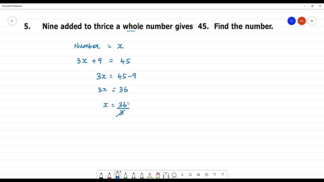 Term I 3 ALGEBRA Exercise 3 3 5 Nine Added To Thrice A Whole Number