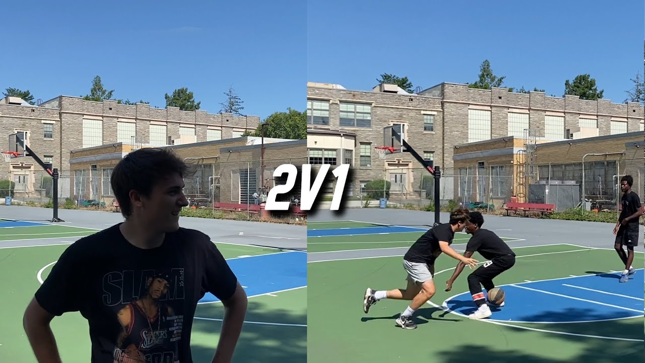 2v1 BASKETBALL GAME ! THEY MADE ME WORK - YouTube