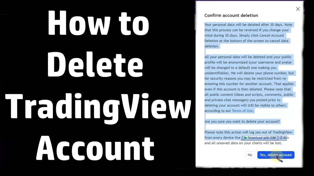 how to delete tradingview account permanently - YouTube