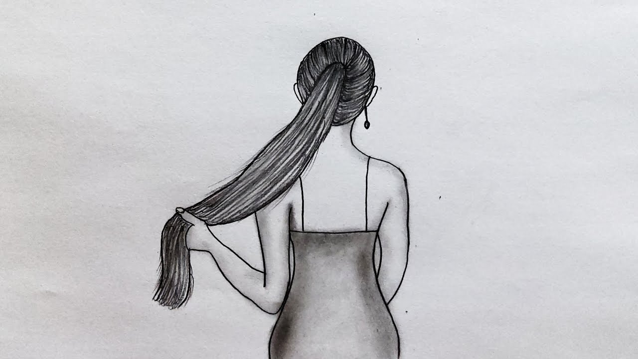 How to draw a cute girl with long hair || Easy drawing ideas for ...