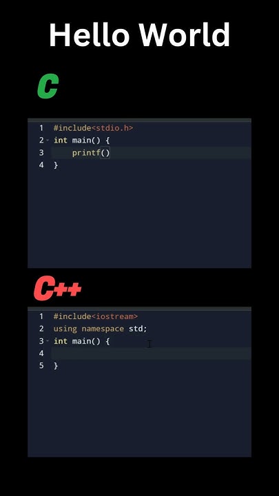 Hello World in C Vs C++ #coding #firstcode #helloworld #viral #shorts #newcode #c #switchtotech ...