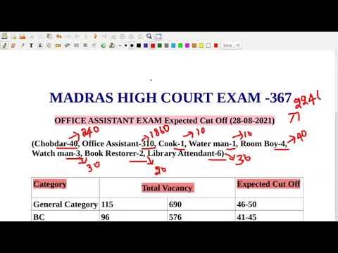 (28-08-2021) Madras High Court Office Assistant exam Expected Cut off Marks - YouTube