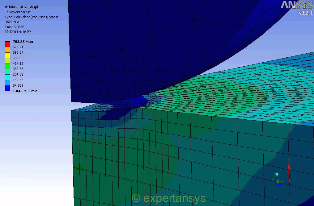 ANSYS WB Static Structural FEA - Sphere pressing with plasticity on a ...