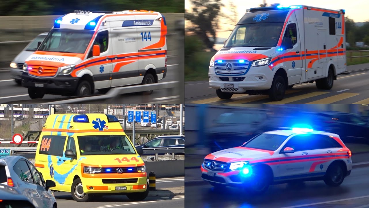 [U-turn] Ambulances + Doctor Cars responding in the Canton Lucerne ...