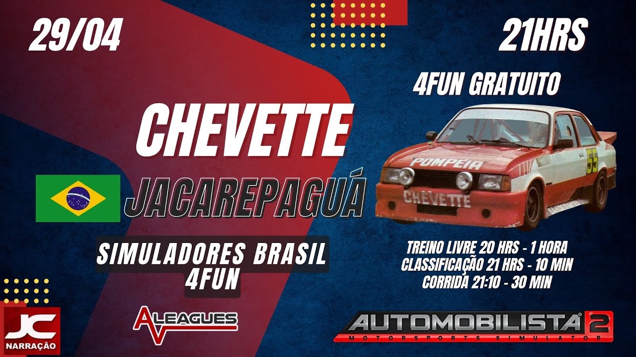 4FUN SIMULADORES BRASIL | CHEVETTE | JACAREPAGUÁ | AMS2 - YouTube
