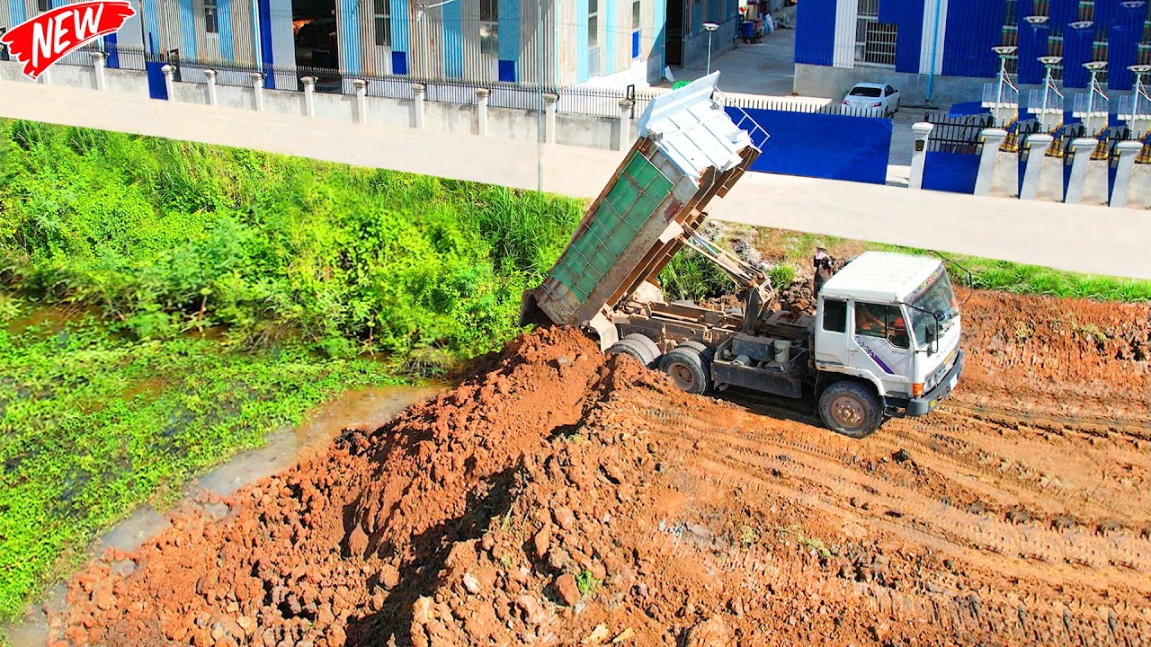 Founding New Project Filling Land by Mini Dozer With Dump Truck 10Ton ...