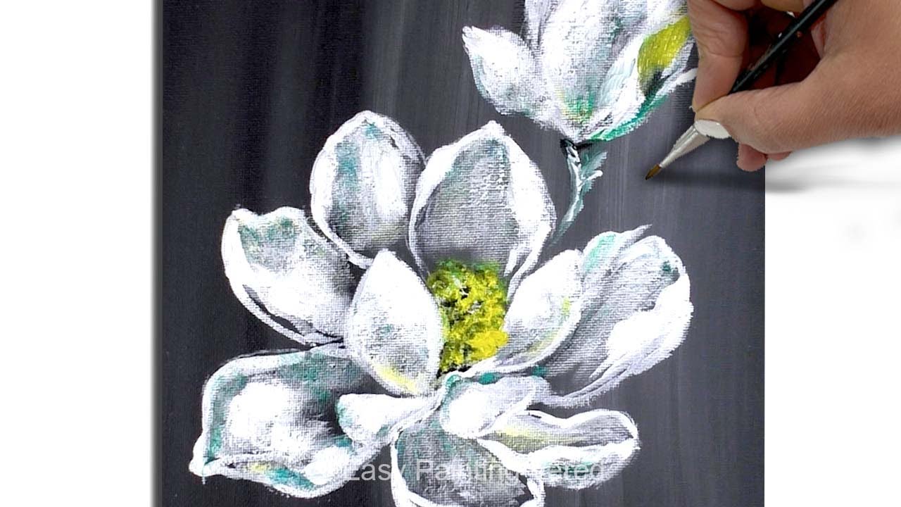 Flowers Painting with acrylics / Painting Tutorial for beginners - YouTube