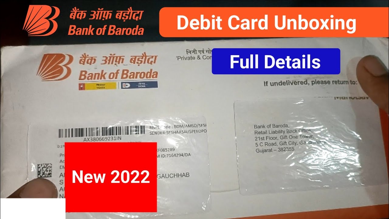 Bank Of Baroda Debit Card Unboxing 2022 | Bank of baroda atm card ...