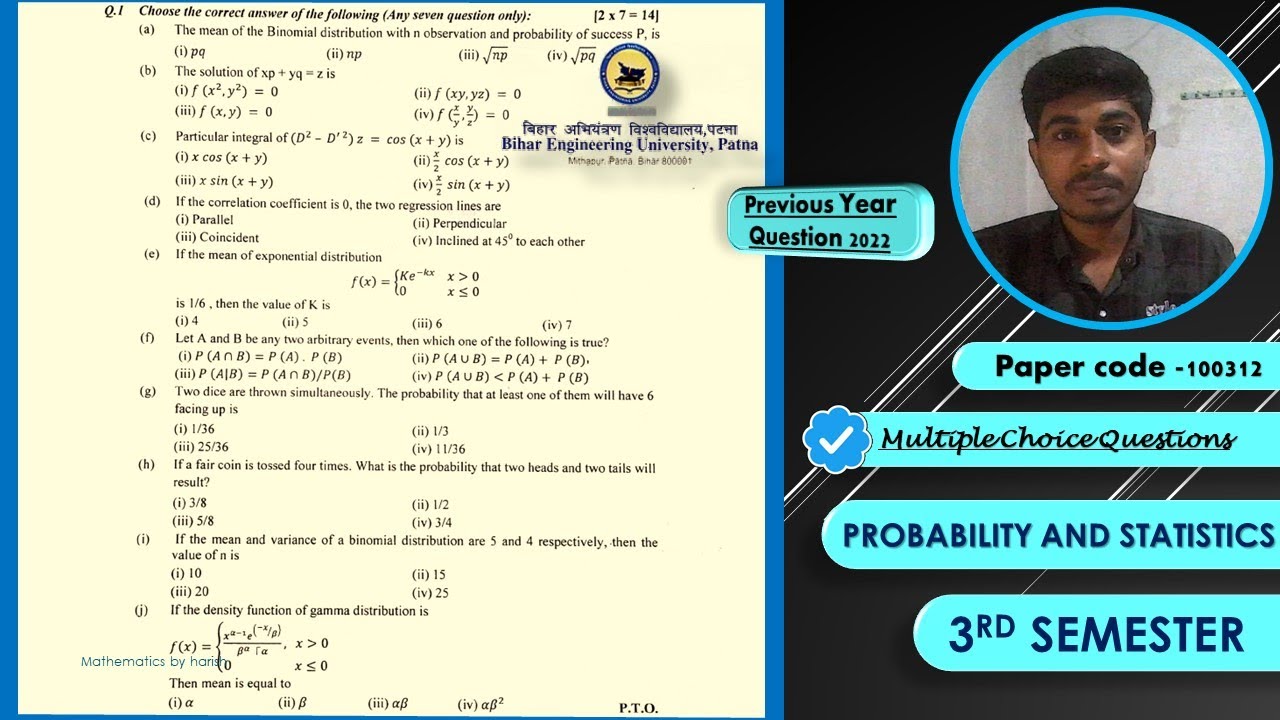 Btech 3rd semester Pyq Engineering mathematics | Paper Code - 100312 ...