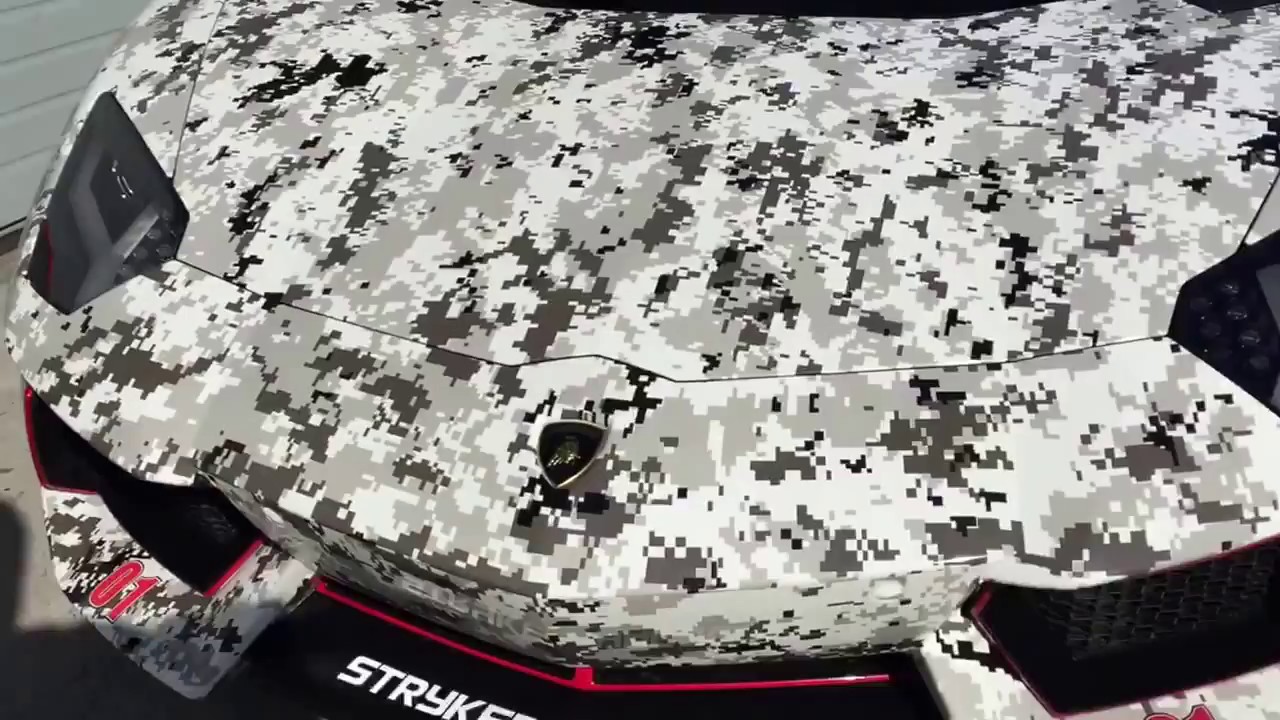 Lamborghini Aventador wrapped by Vinyl ink in a Digital Snow Camo Wrap ...