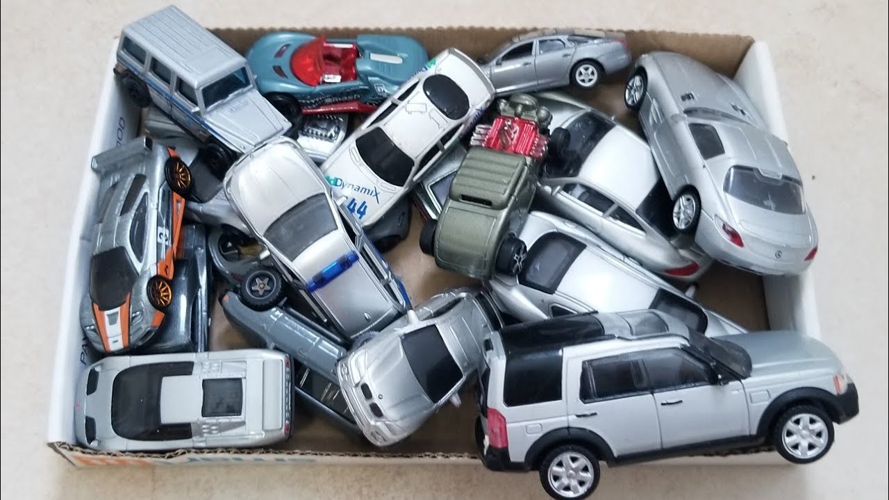 Box Full of Gray Diecast Cars Various Sizes, Welly, Hot Wheels, Burago ...