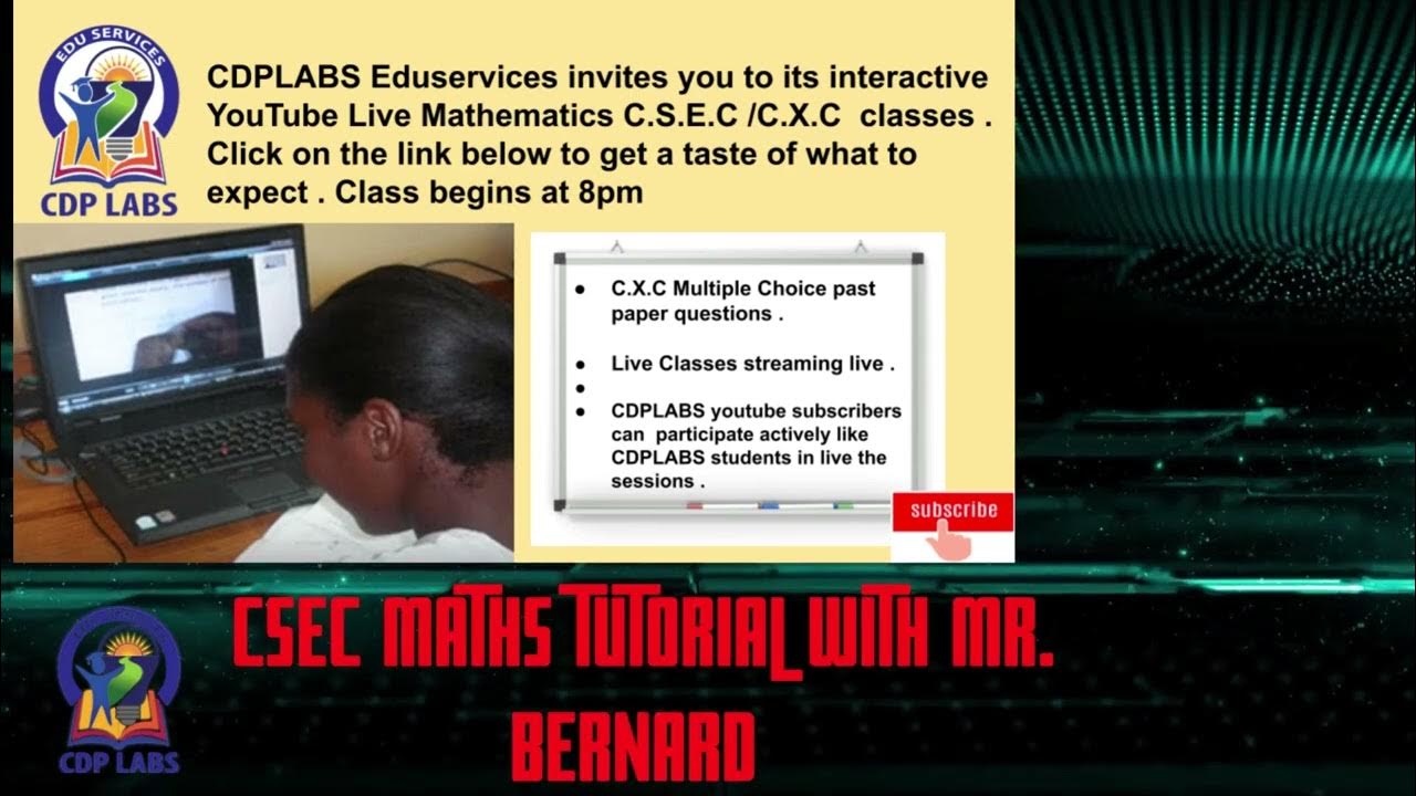 CSEC Maths Tutorial with Mr Bernard - YouTube