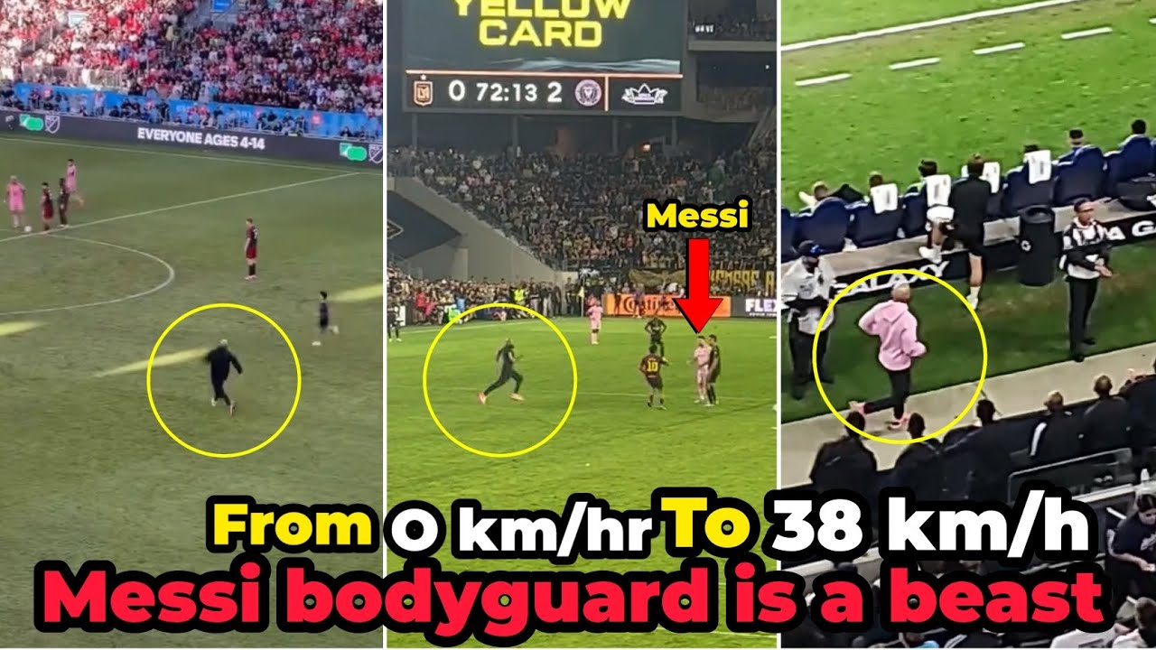 Lionel Messi's bodyguard INSANE speeds from 0-38 Km/hr to save Messi ...