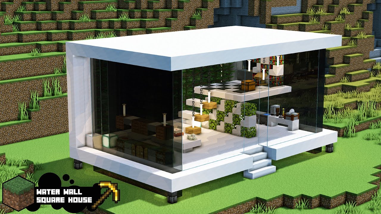Minecraft | How To Build a Simple Water Wall Square House 如何建造水牆方形房屋 ...