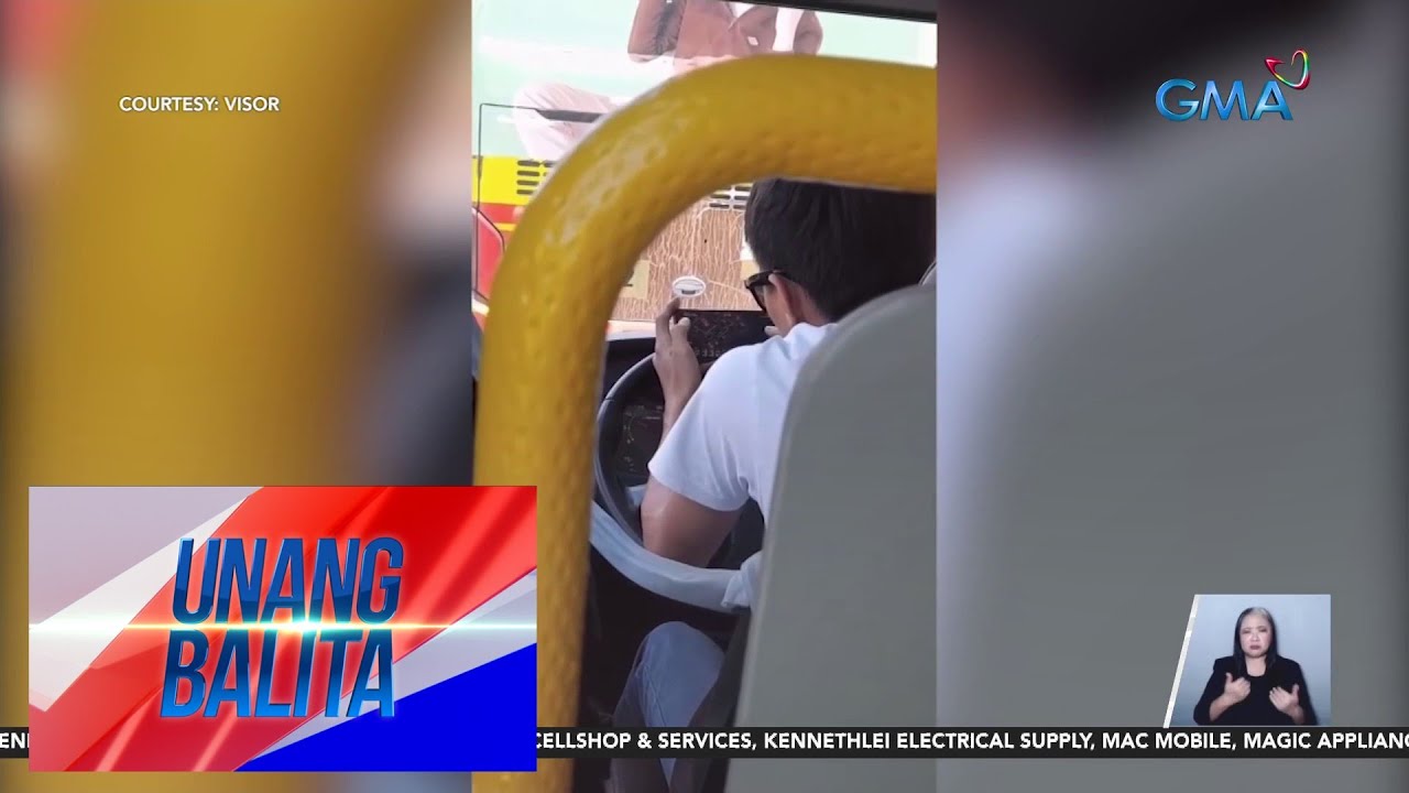 LTFRB, iniimbestigahan ang viral video ng bus driver na abala sa isang ...