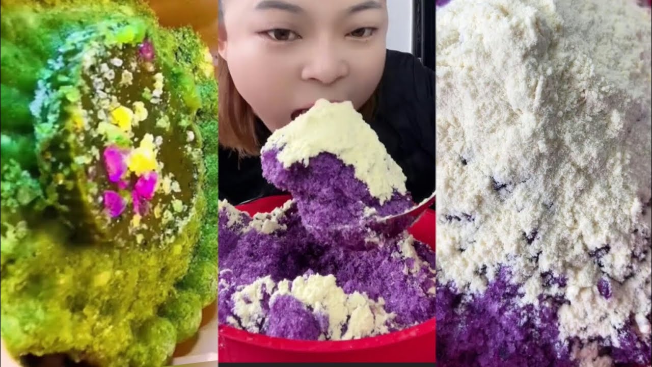 ICE EATING WITH MATCHA AND MILK POWDER/ RELAXING SOUND OF EATING #asmr ...