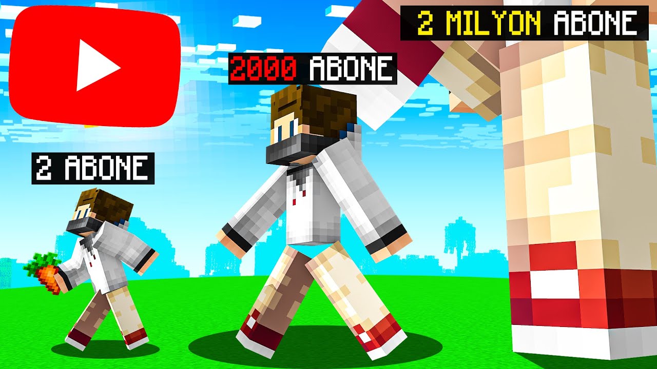 Minecraft'ta ABONE ALDIKÇA BÜYÜYORUM! - YouTube