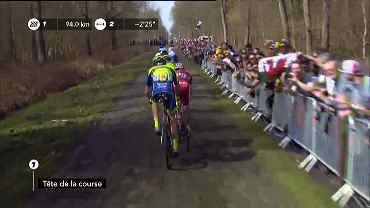 Paris Roubaix : l'entrée des coureurs dans la mythique Trouée d ...
